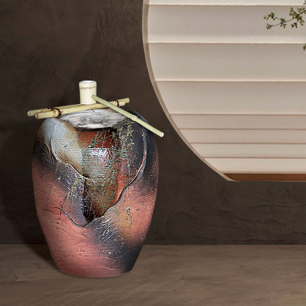 TSURU Artisanal Ceramic Water Fountain with Bamboo Ladle (9123-01 ...